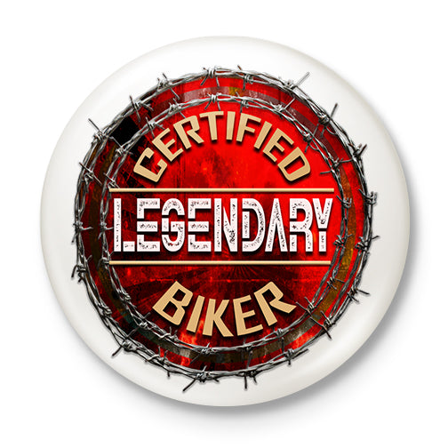 Legendary Biker Button Badge – Motohog